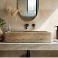 Light Travertine Rectangular Vessel Sink - Handcrafted Natural Stone ...