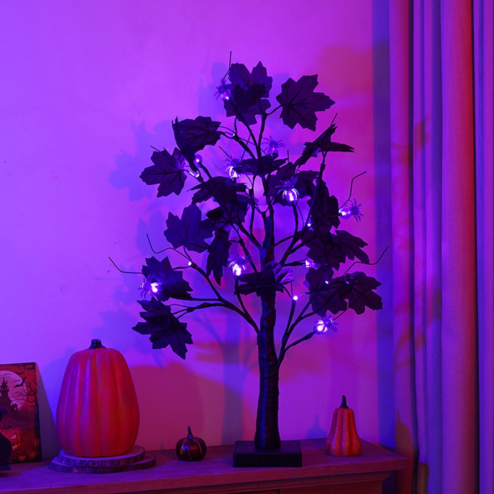 Light Up Tree Tabletop Lighted Halloween Tree , Halloween Spooky Black ...