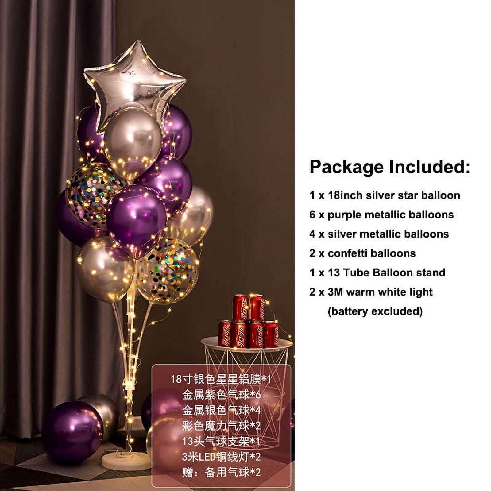 Light Up 13Pcs Balloons Column Stand Holder Kit with LED String Lights ...