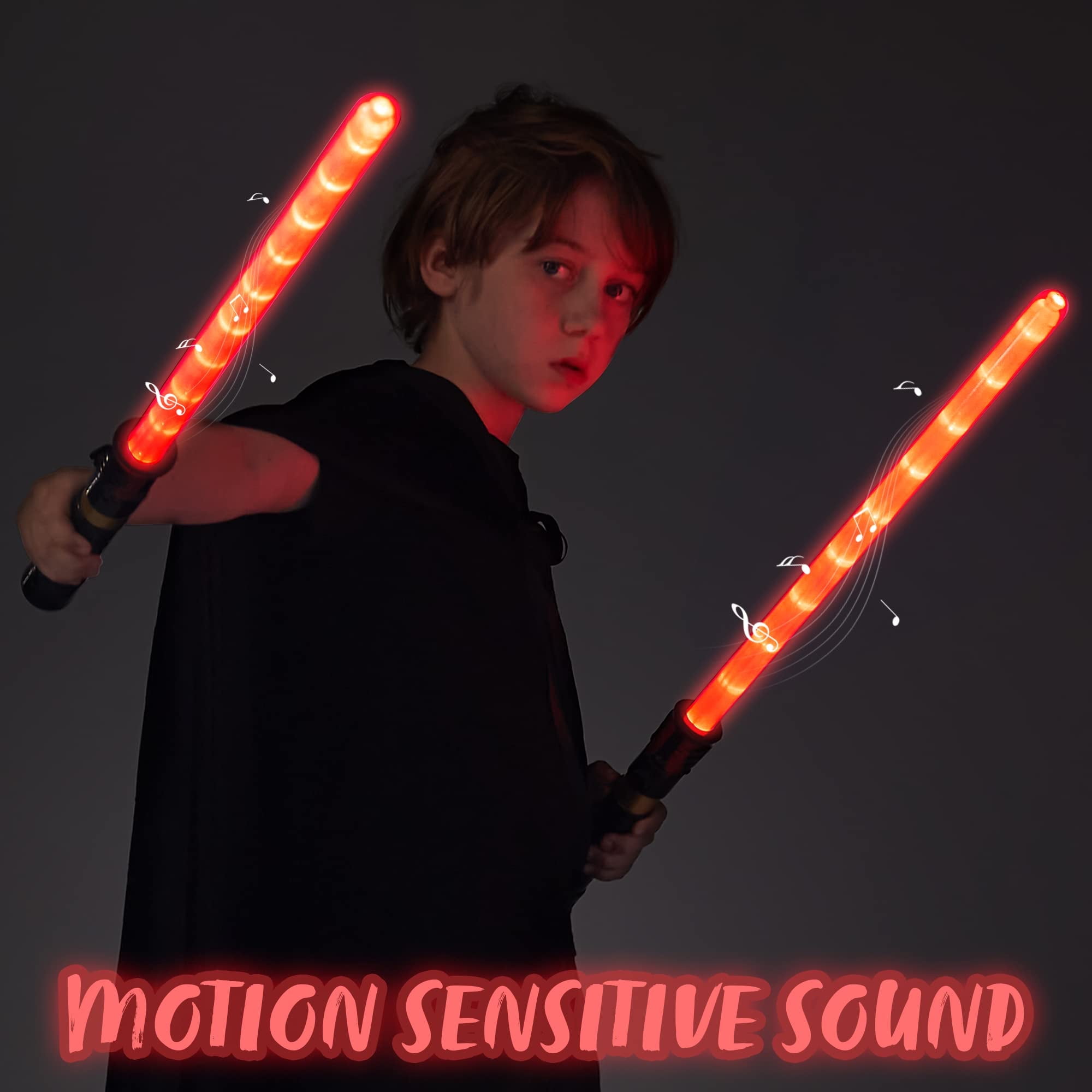 Light Up 2-in-1 LED FX Dual Red Light Swords Set with Sound (Motion ...