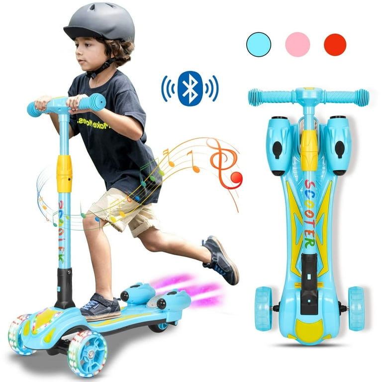 3 Wheel Scooter for Kids with Bluetooth Music Rocket Steam Sprayer Blue Walmart