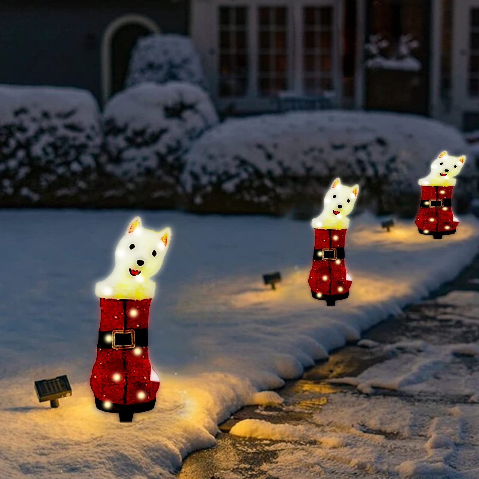 Light Up Animals Patio Christmas Penguin, Deer, Cow And Dog Decorations ...