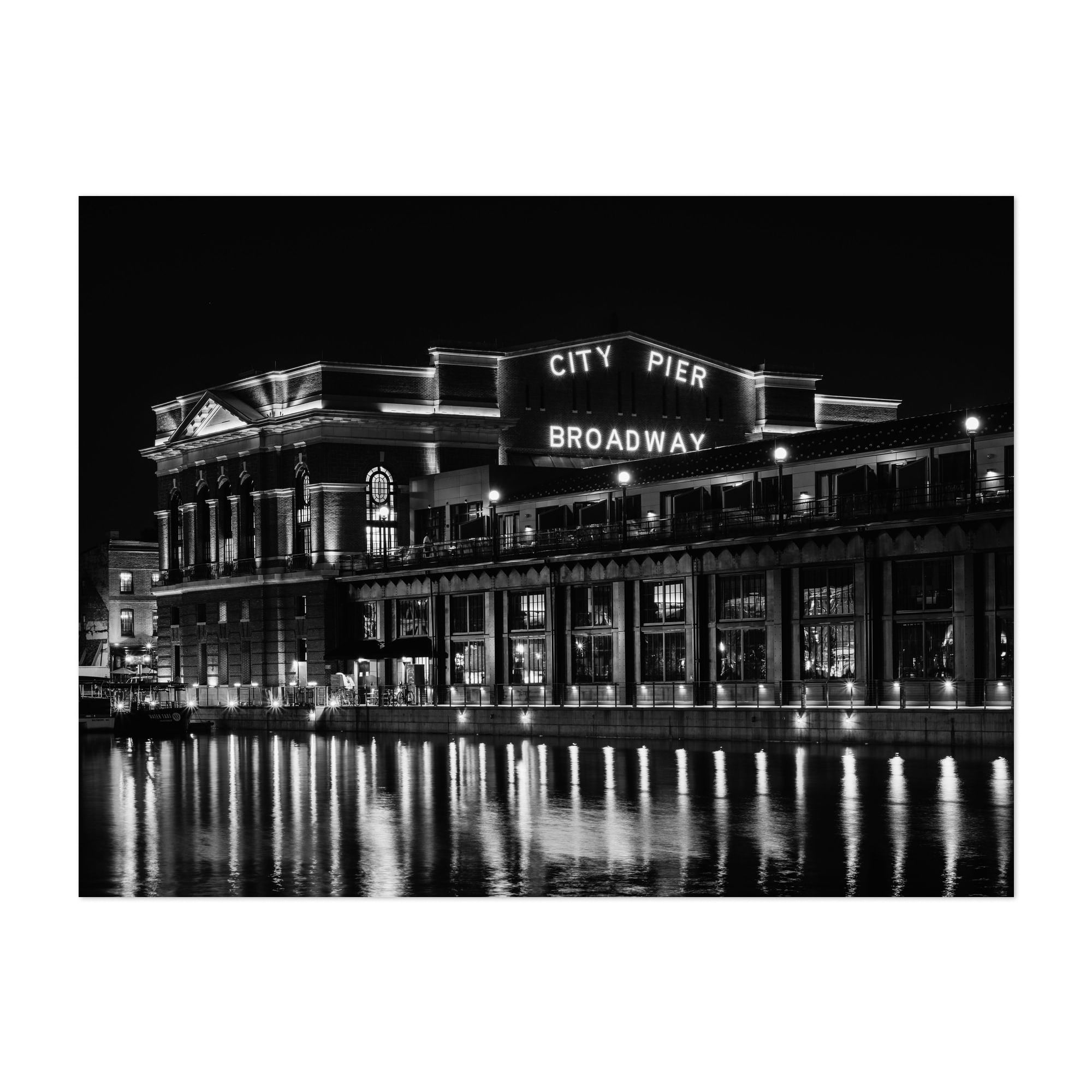 Light Up, Broadway Pier - Baltimore Maryland Photography Black and ...
