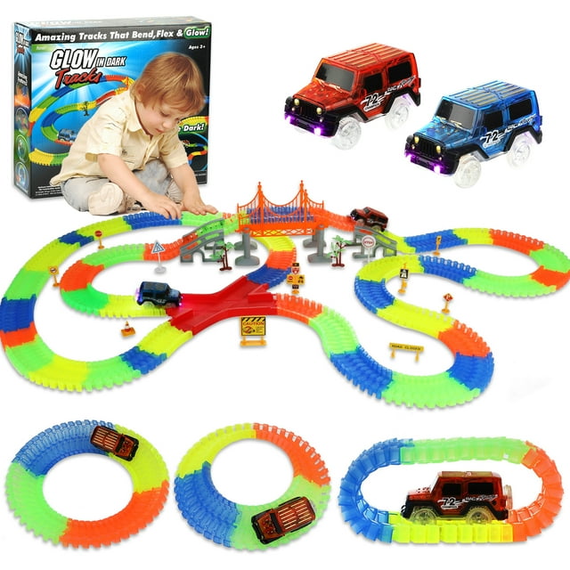 Zacro Glow Race Car Track Set for Kids, 360pcs Race Track Set with ...