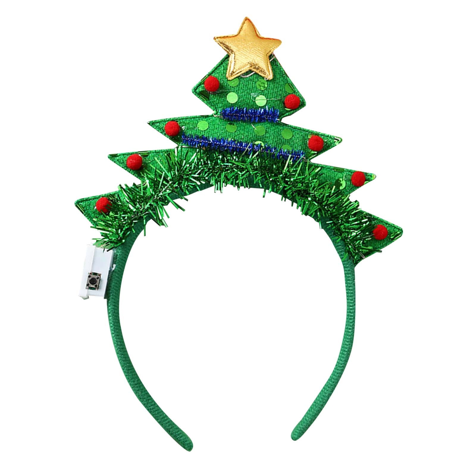 VBXOAE Light Up Christmas Headbands Tree Stars LED Hair Hoop Glow Xmas ...