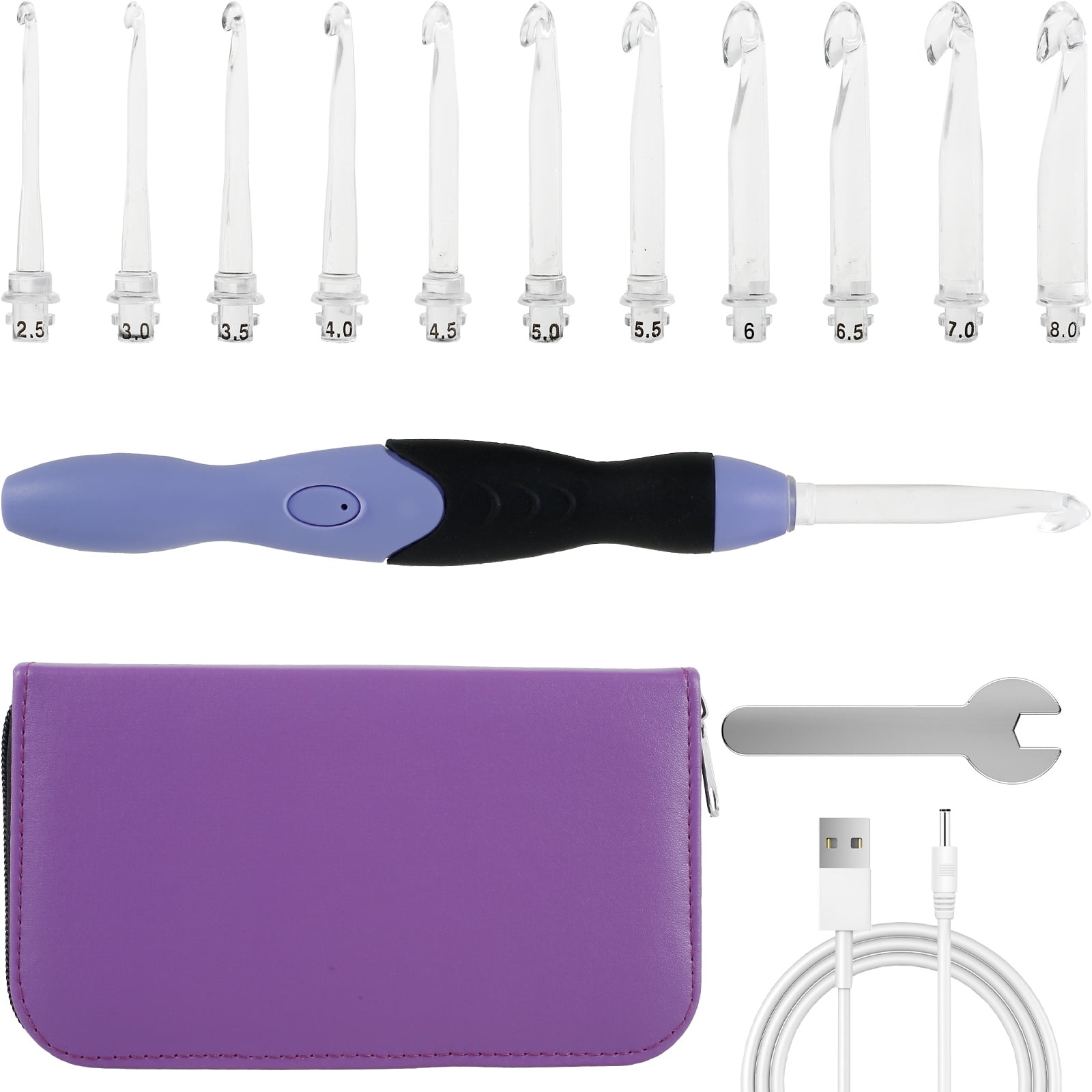 Light Up Crochet Hook Set 11 Sizes Lighted Crochet Hooks with Case ...