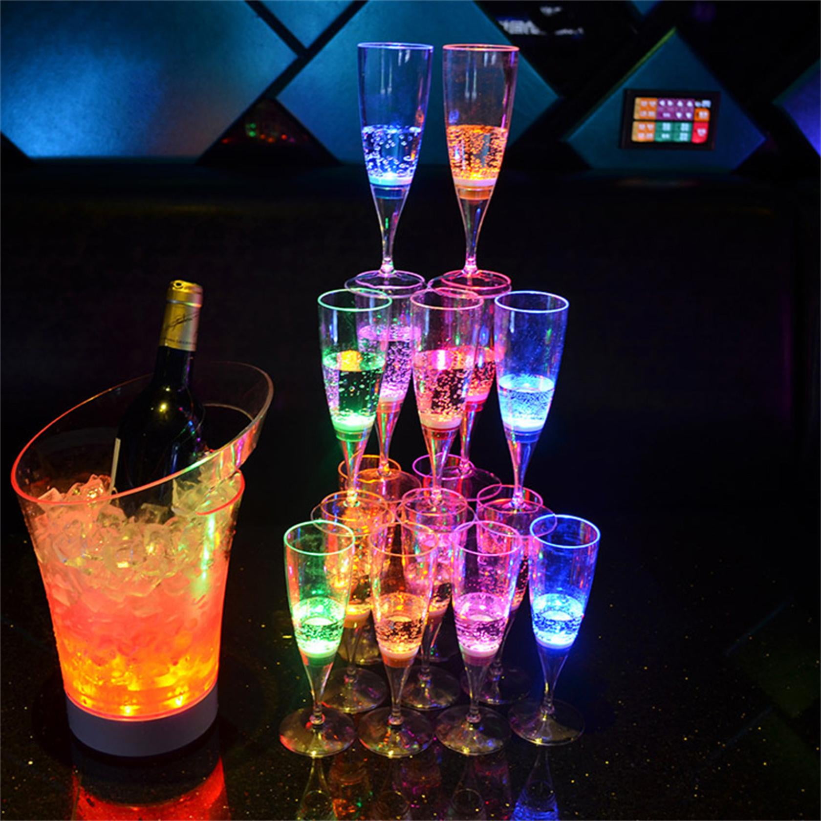 Light Up Cups Plastic 6 PCS Champagne Flutes LED Luminous Cups 4 Oz ...