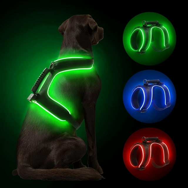 Light Up Dog Harness - No Pull Lighted Dog Harness Rechargeable Led Dog ...