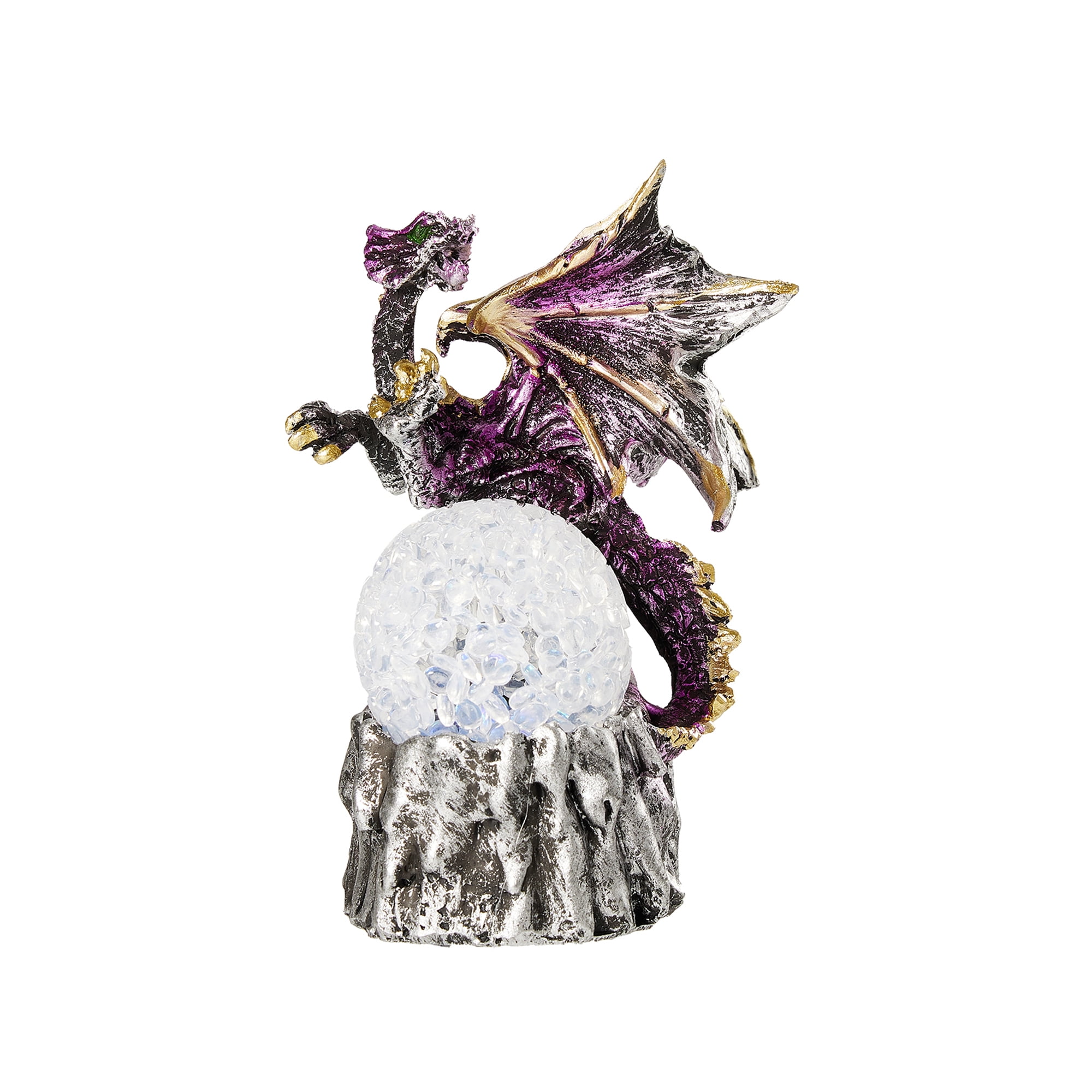 Light Up Dragon Statues, Dragon Figurine On Sparkling Crystal Ball ...