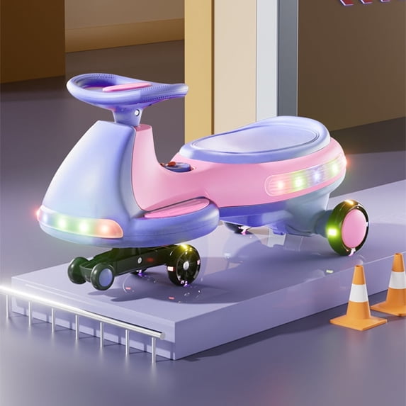 Light-Up Electric Wiggle Car with Pedal, 2-in-1 Swing Car, 2 motor Ride ...