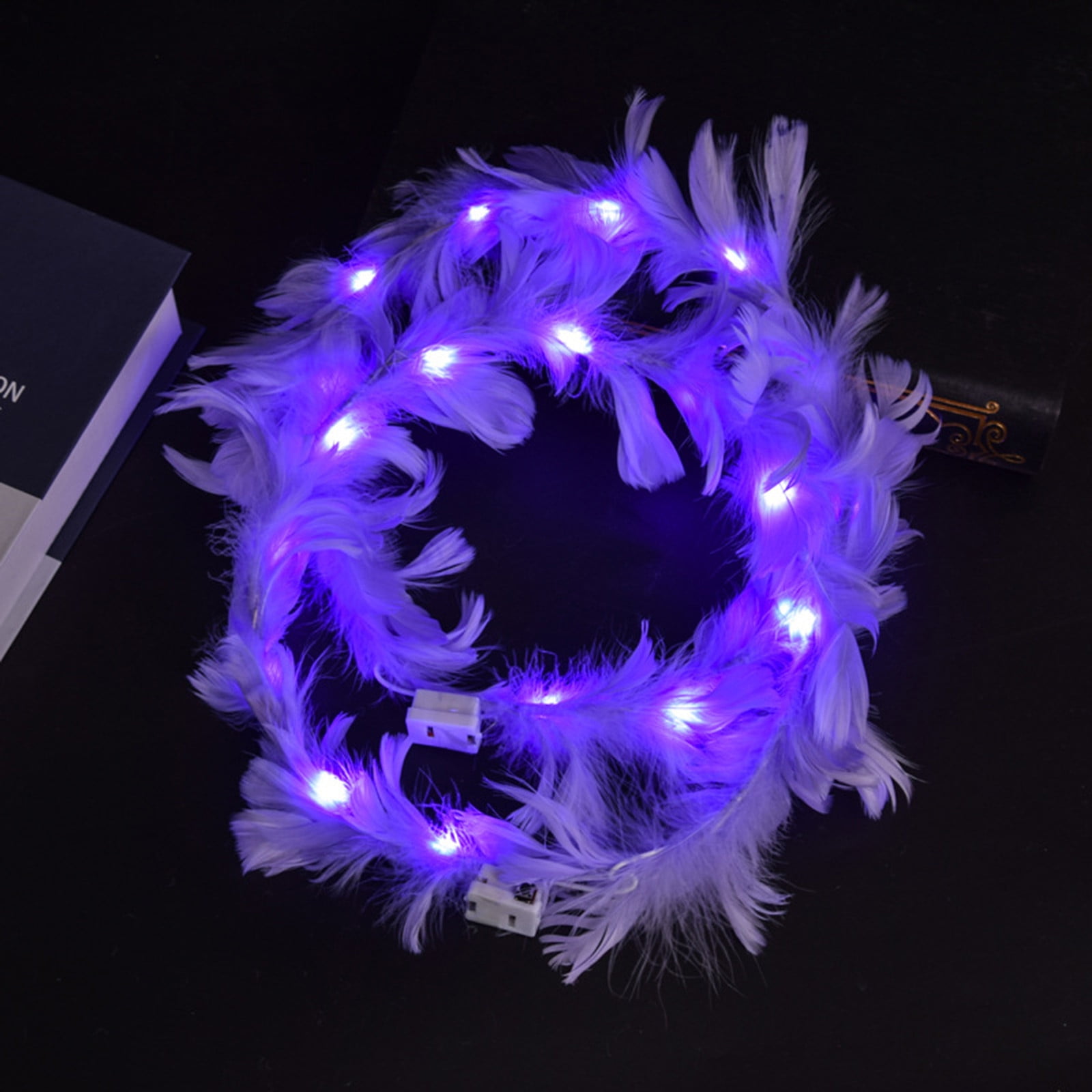 Light Up Feather Headdress, Flash Glowing LED Feather Wreath Crown ...