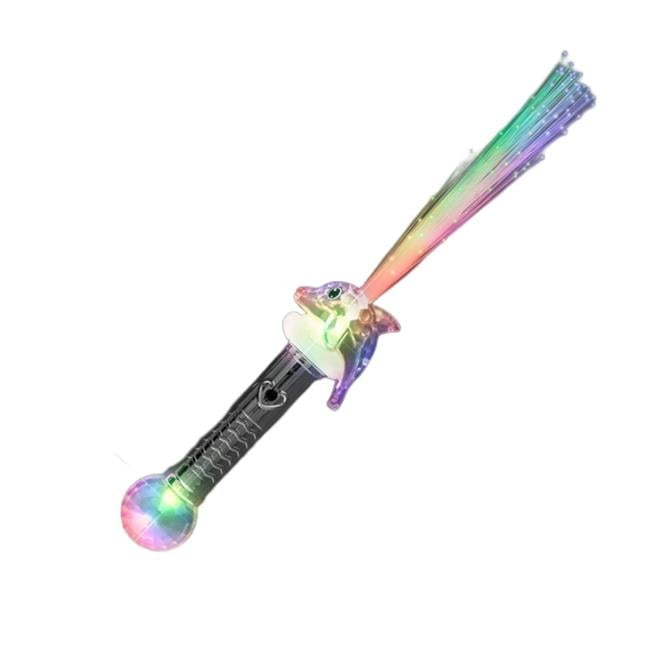 Light Up Fiber Optic Dolphin Wand with Crystal Ball, Multi Color ...