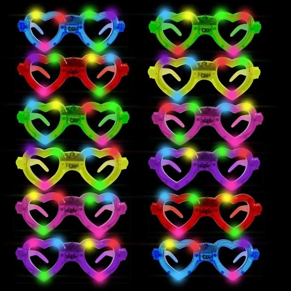 Light-Up Flashing Heart Shape Glasses For Children Adult Led Sunglasses ...