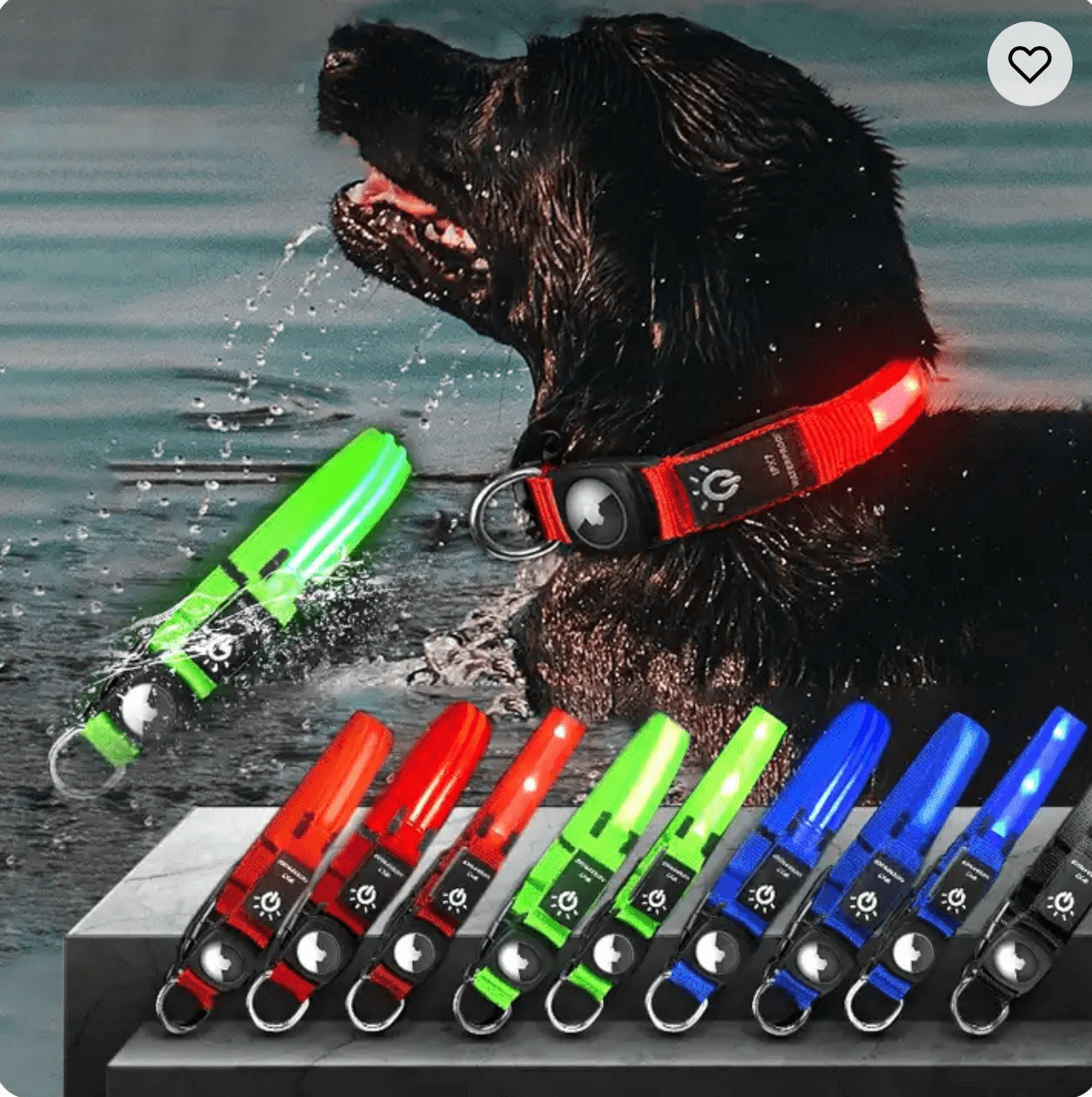 Light Up Flashing Led Collar with Air Tag Holder, Keep Your Pet Safe ...