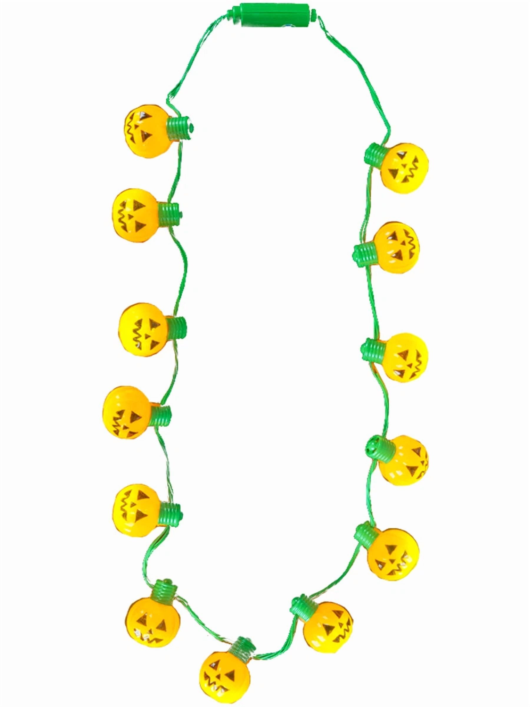 Light Up Halloween Pumpkin Jack-O-Lantern Light Bulb Necklace Costume ...
