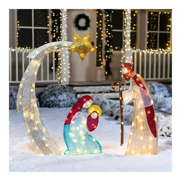 Productworks 56212-MYT 42 in. 2D Pre-Lit LED Yard Decor Nativity - Set ...