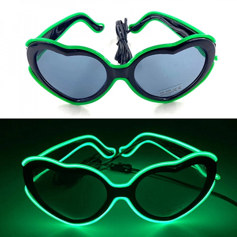 Light Up LED Glasses 5 Colors Heart Shape Glow Glasses Glow in The Dark ...