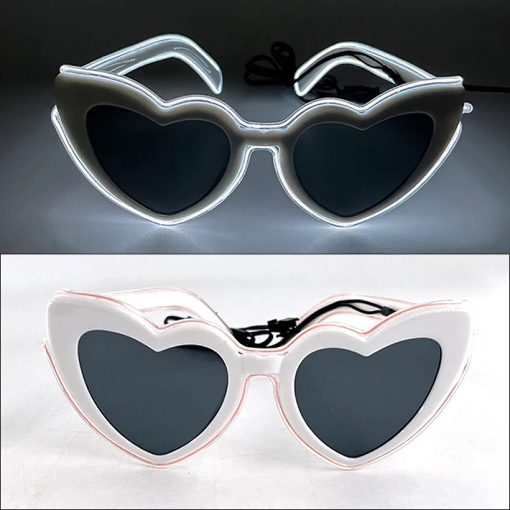 Light Up LED Glasses 5 Colors Heart Shape Glow Glasses Glow in The Dark ...
