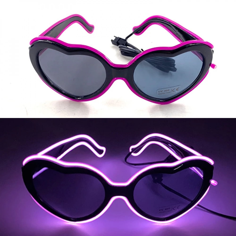 Light Up LED Glasses 5 Colors Heart Shape Glow Glasses Glow in The Dark ...