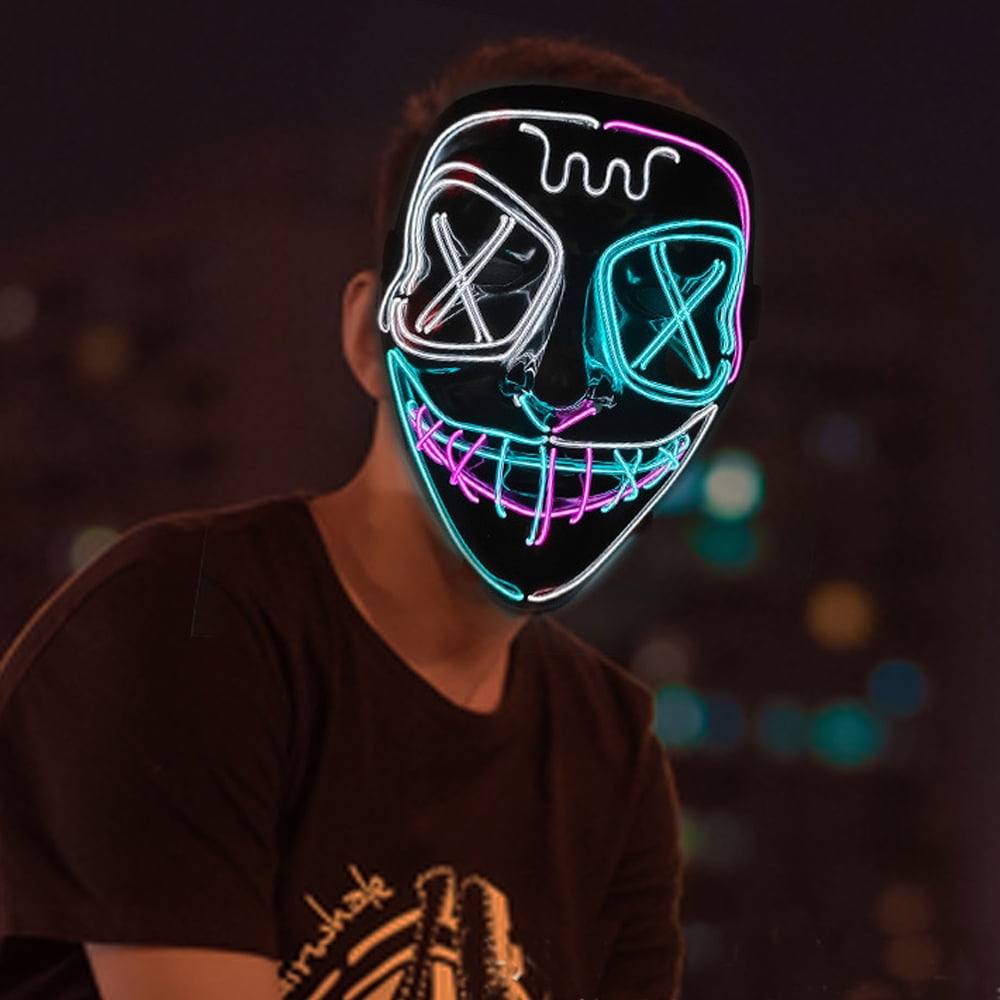 Light Up LED Halloween Party Scary Mask 3 Lighting Modes Glow In The ...