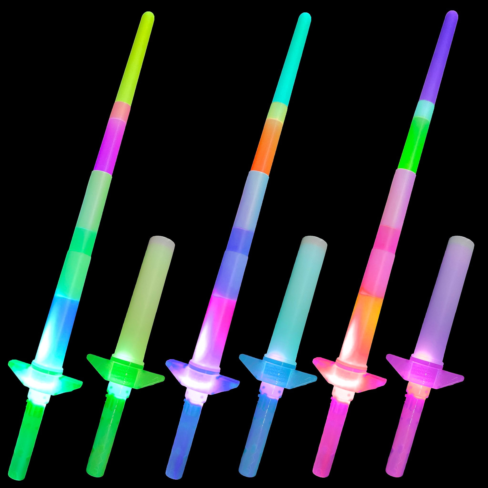 Light Up LED Swords Expandable Laser Sabers Glow in Dark, Mini Glow ...