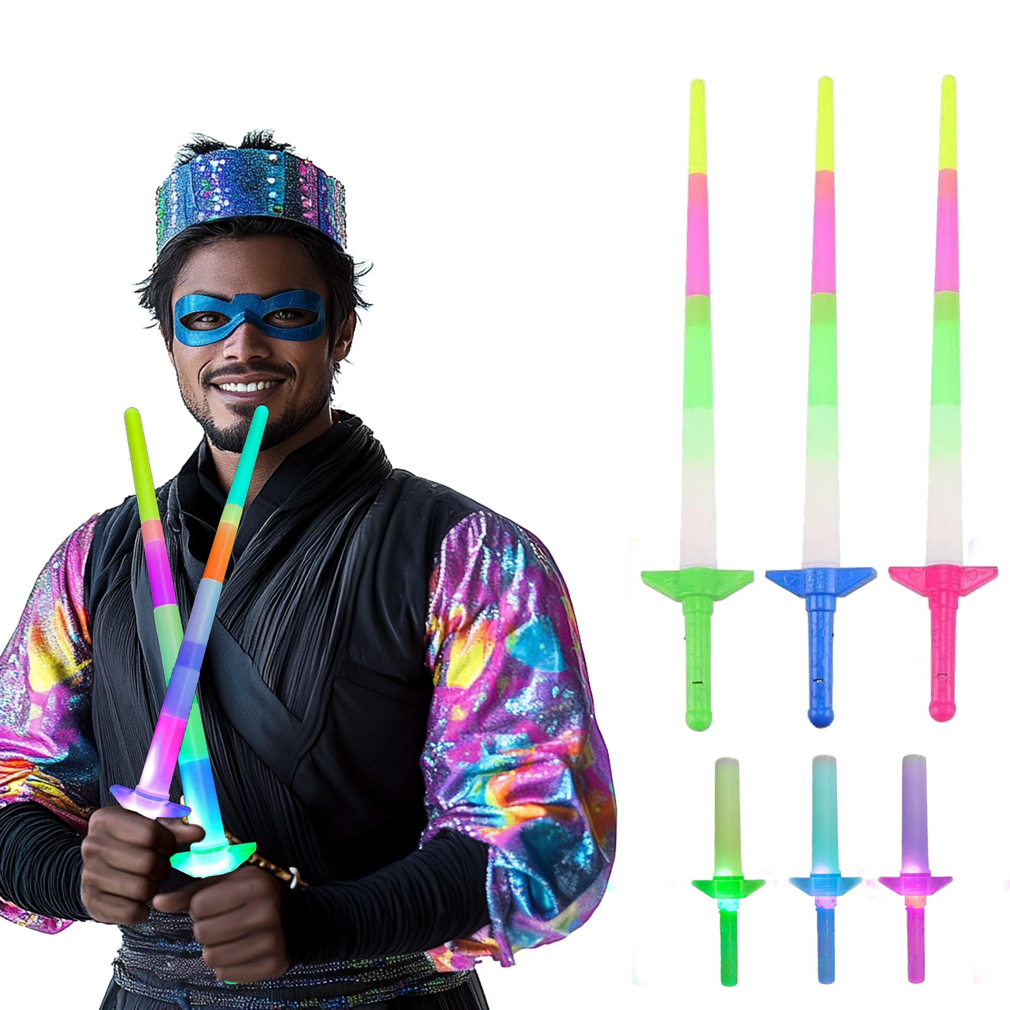 Light Up LED Swords Expandable Laser Sabers, Mini Glow Sticks 4 PCS for ...