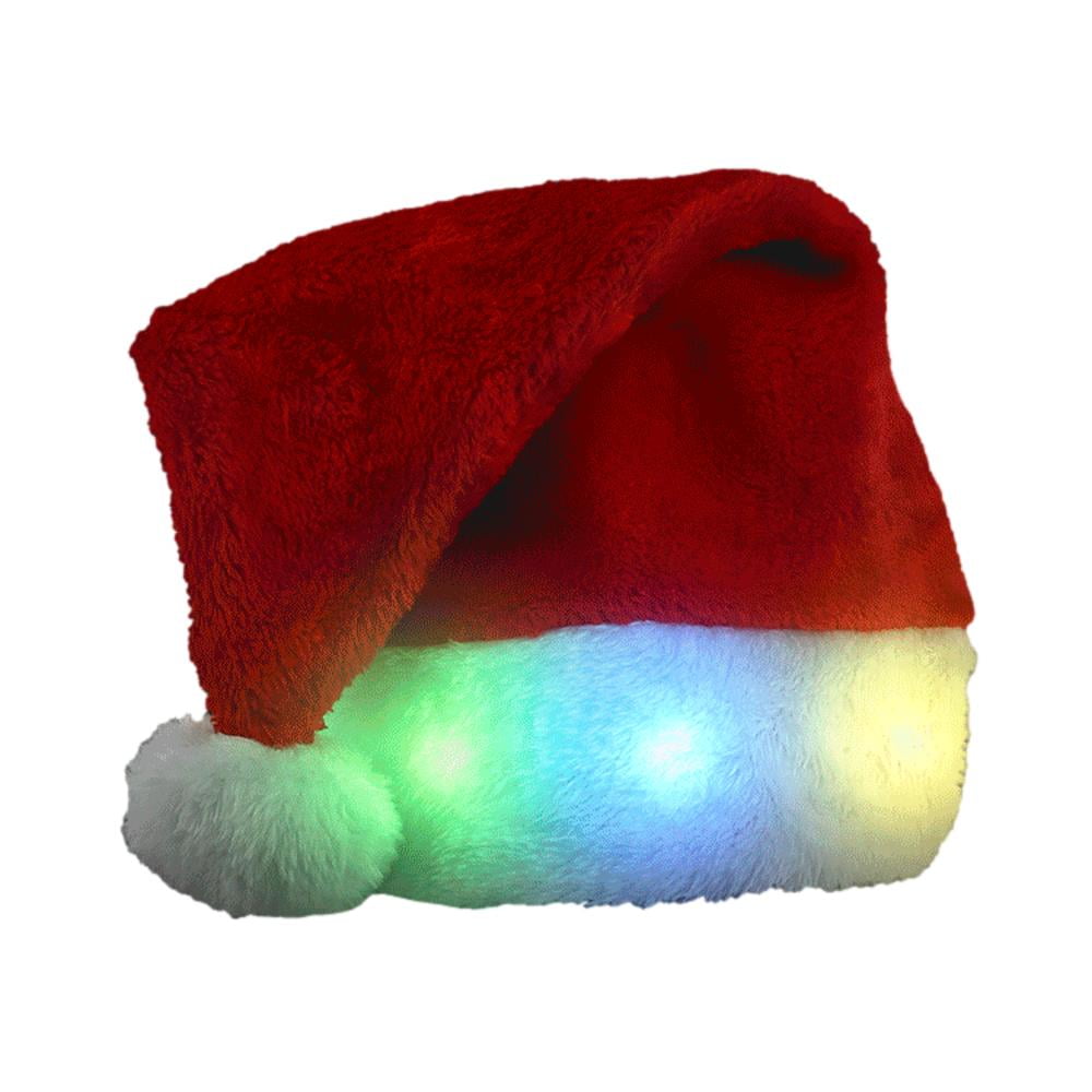 Light Up Multicolor LEDs Deluxe Santa Hat - Walmart.com