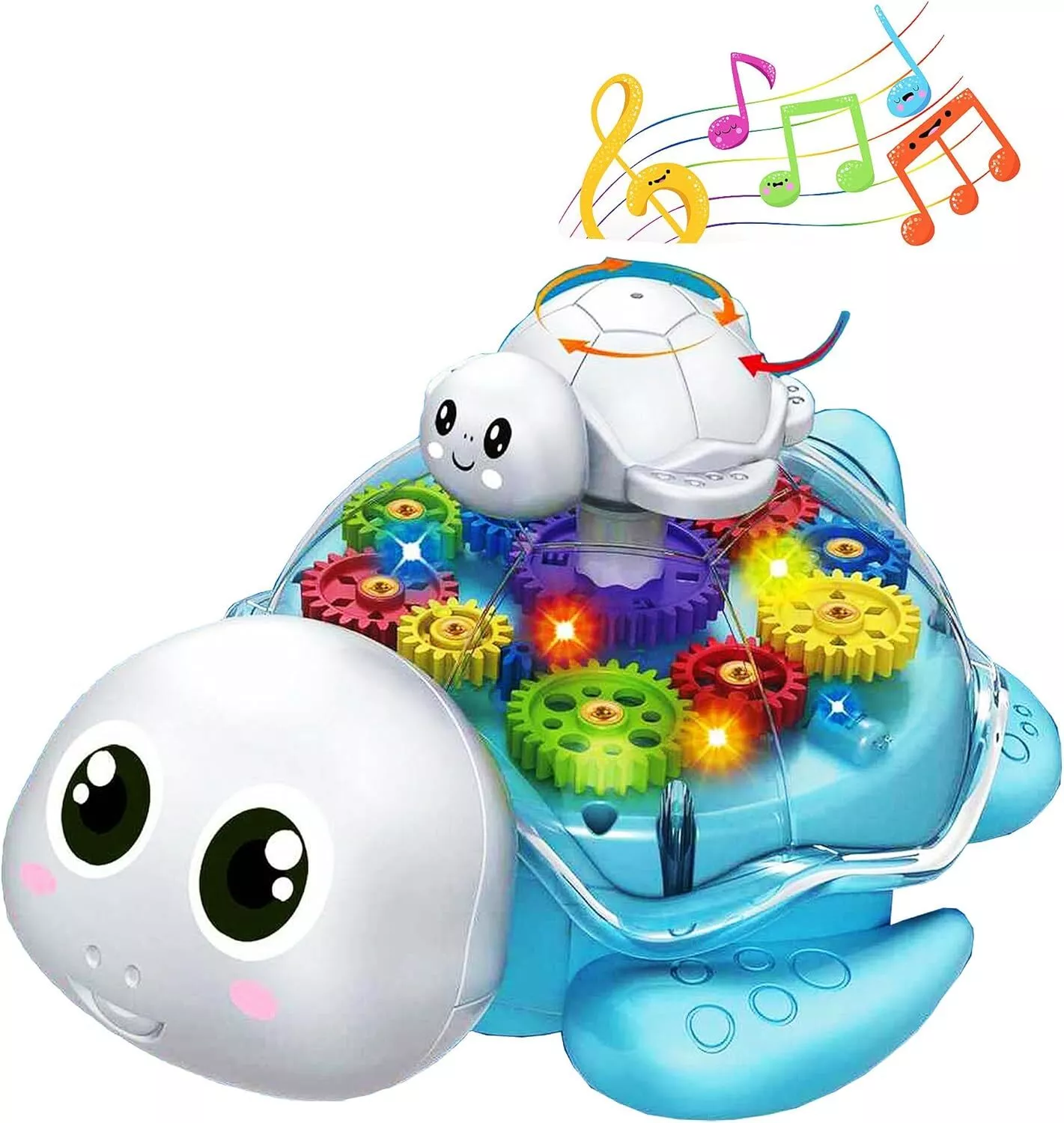 Light Up Musical Crawling Turtle Touch & Go Baby Toy,Colorful Moving ...