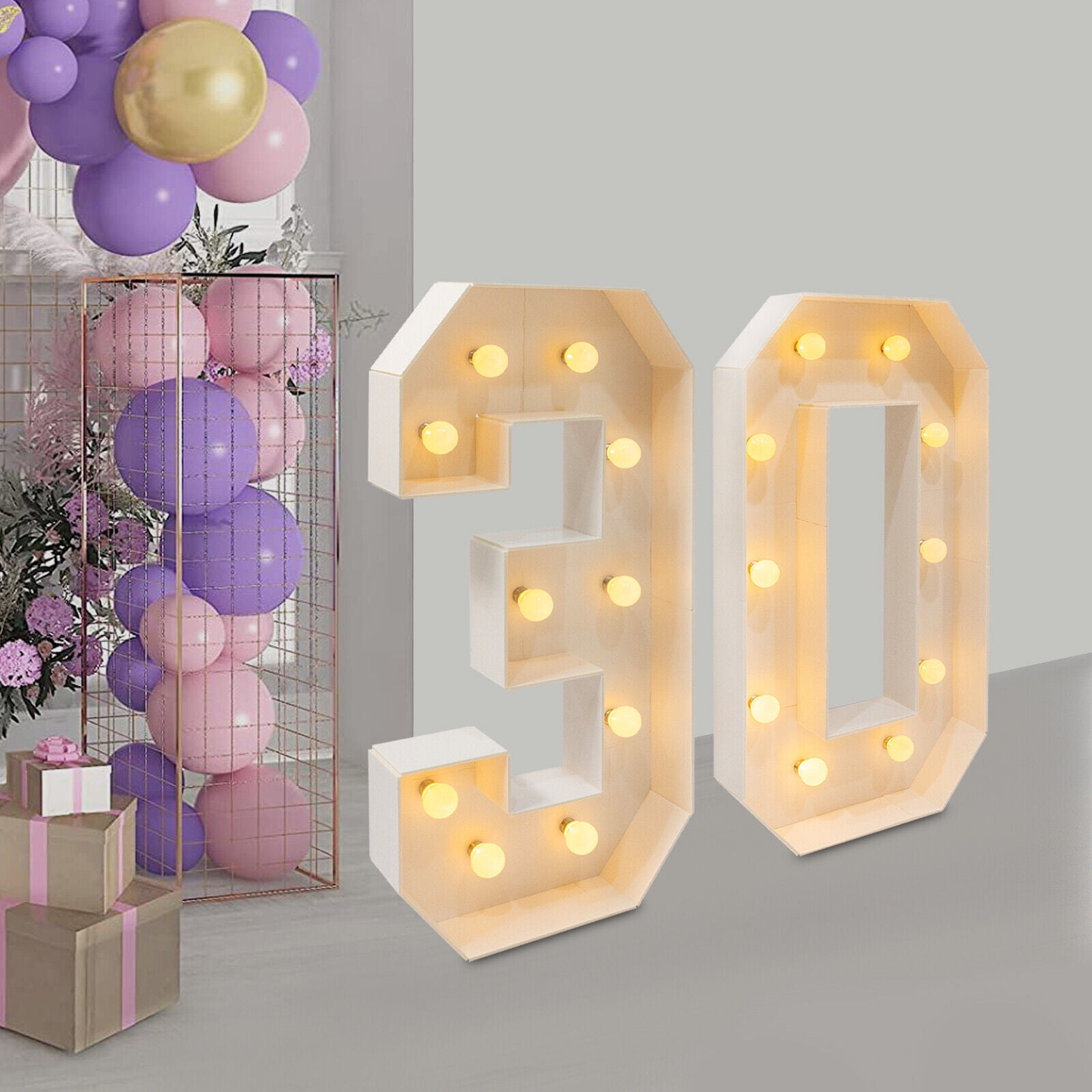 Light Up Numbers for Birthday Decorations KT Board White 30 Light Up ...