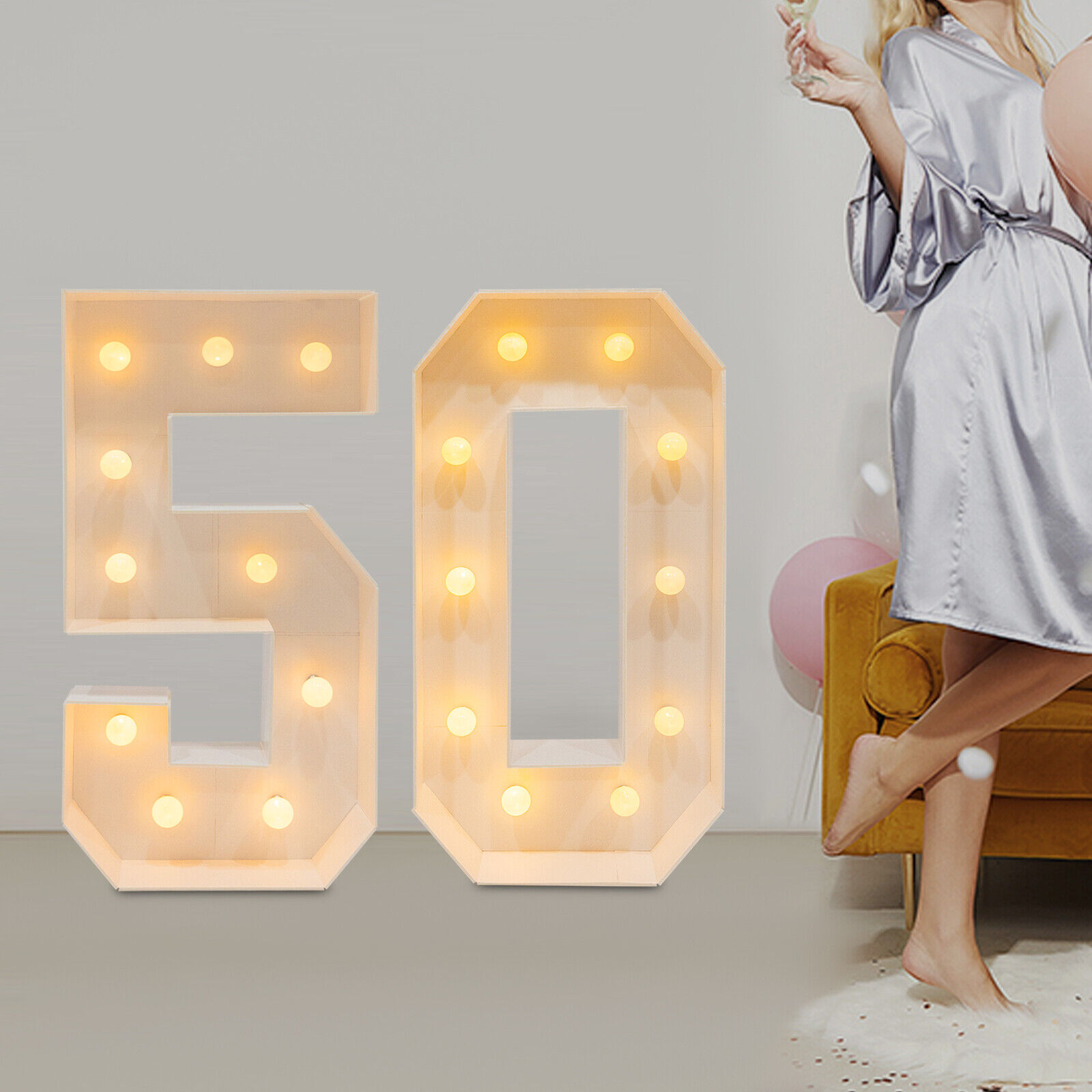 Light Up Numbers for Birthday Decorations White Vintage 50 Light Up ...