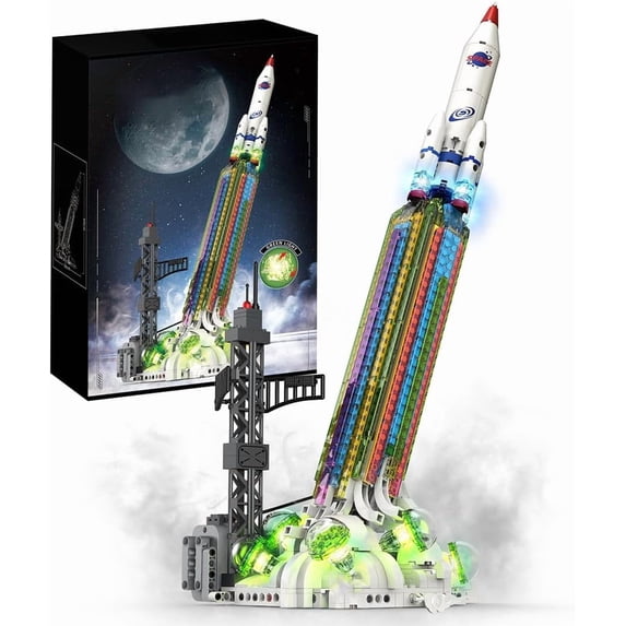 Light-Up Rocket Building Block Set, Detachable Space Rocket Building ...
