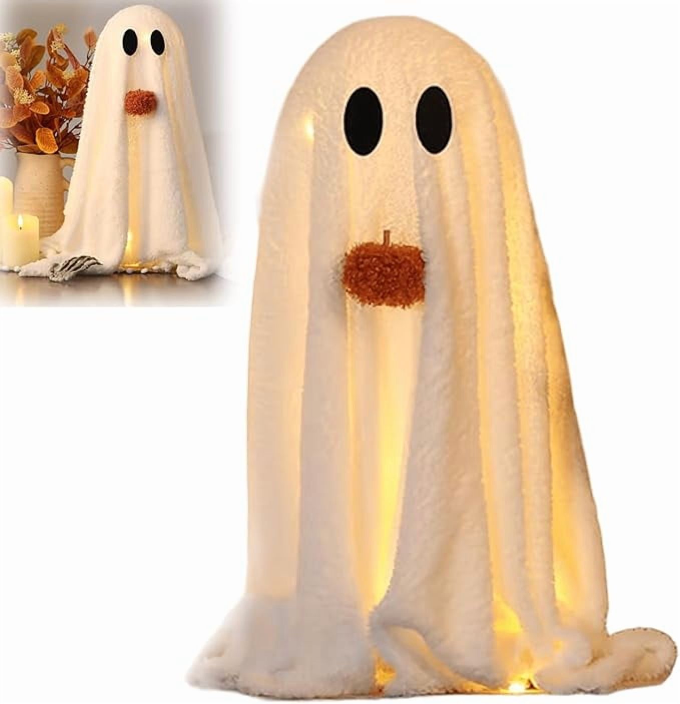 Light-Up Sherpa Ghosts with Pumpkin Halloween Decor, 2025 Cute ...