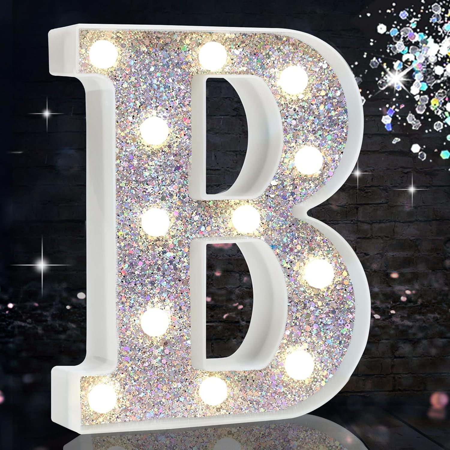 Light Up Silver Letters, LED Marquee Letter Sign Battery Powered for ...