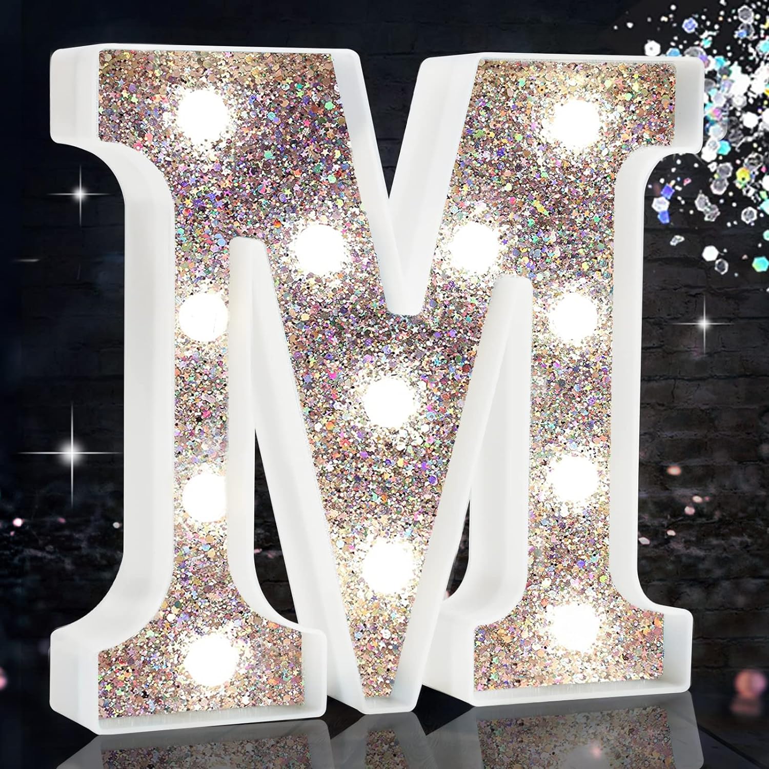 Light Up Silver Letters, LED Marquee Letter Sign Battery Powered for ...