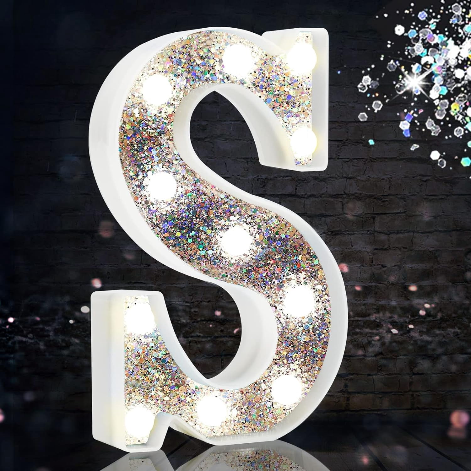 Light Up Silver Letters, LED Marquee Letter Sign Battery Powered for ...