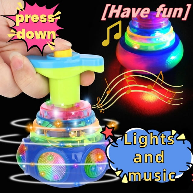 Light Up Spinning Tops for Kids LED Gyro Flashing Peg-Top Spinner Toys ...