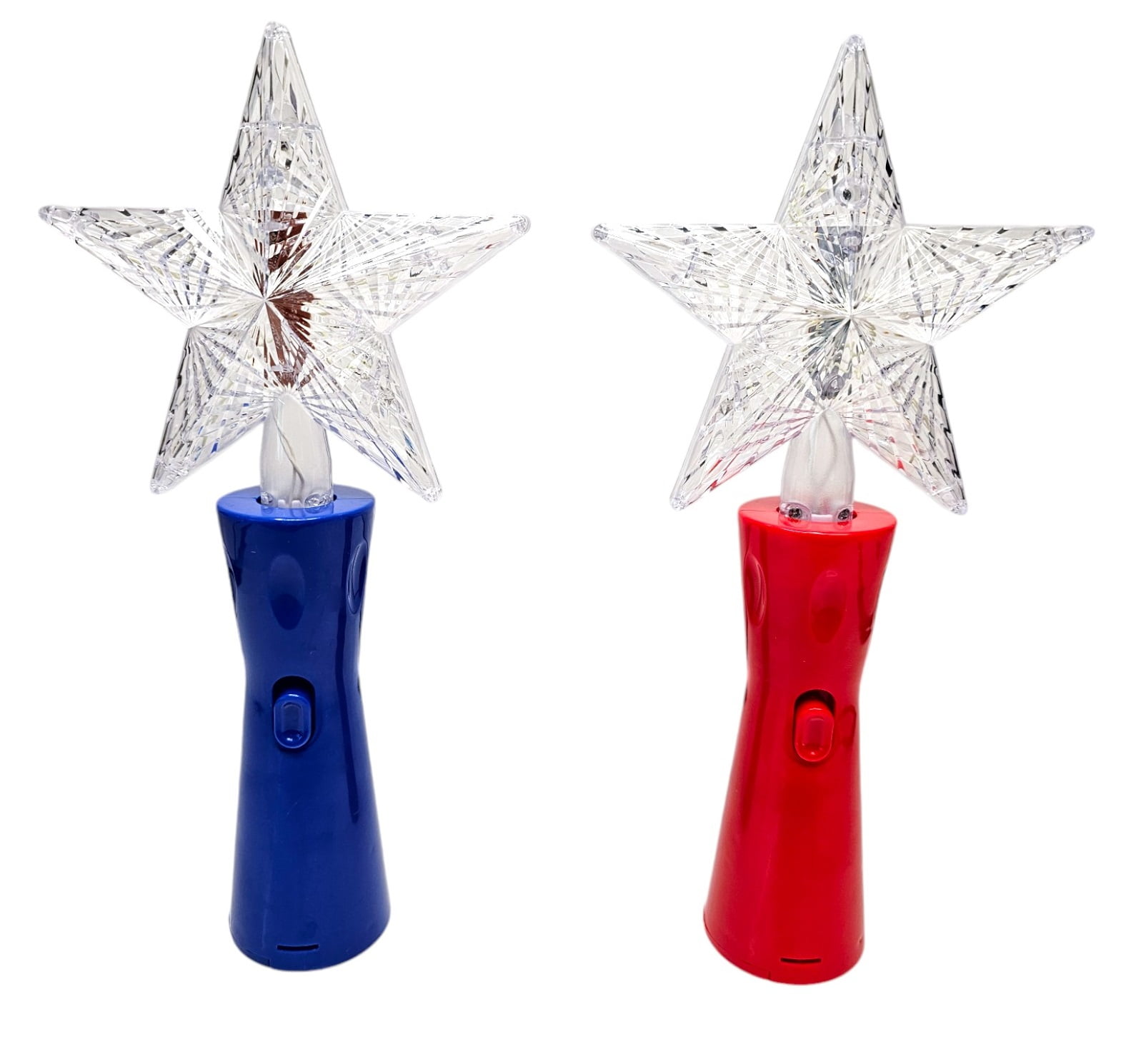 Light-Up Star Magic Wand (1 Blue+1 Red) (10 Inch) Plastic Spinning Toy ...