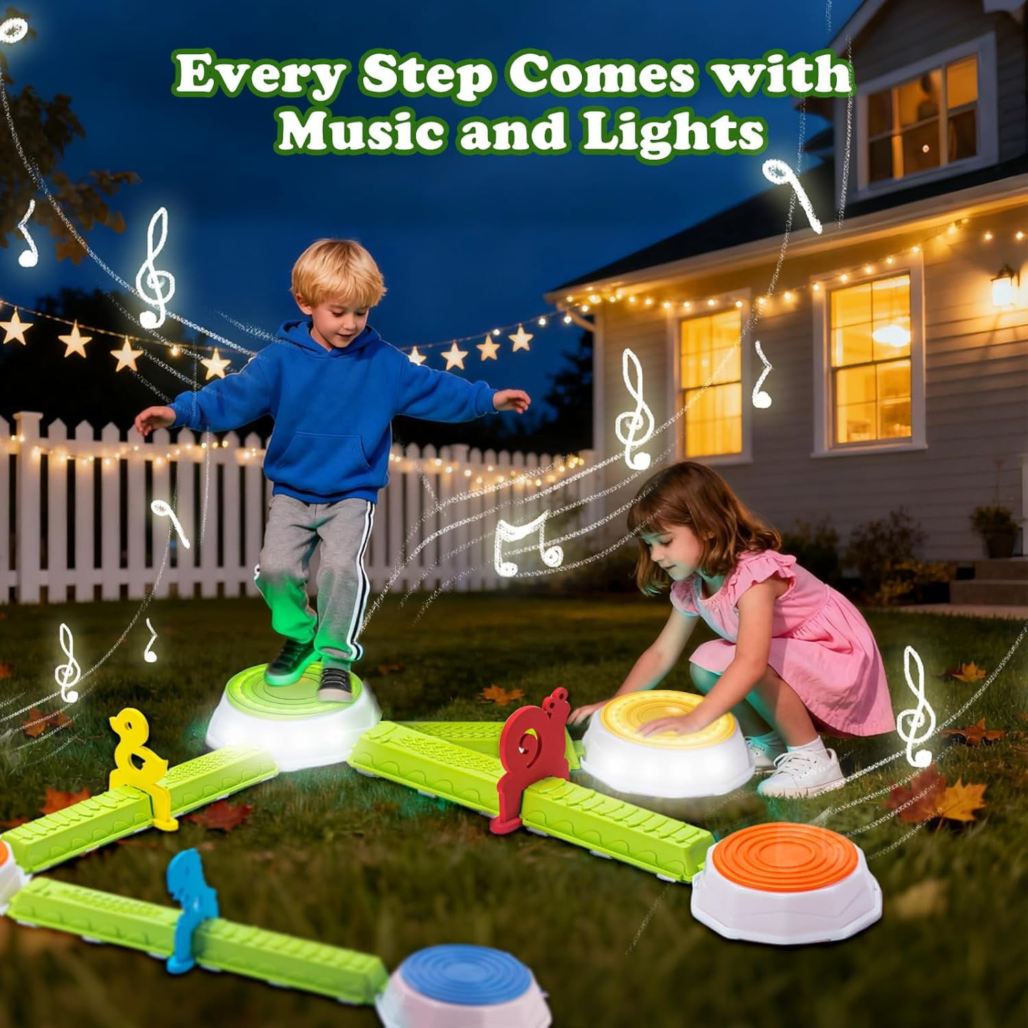 Light Up Stepping Stones for Kids, 15 piece Balance Beams & Stepping ...