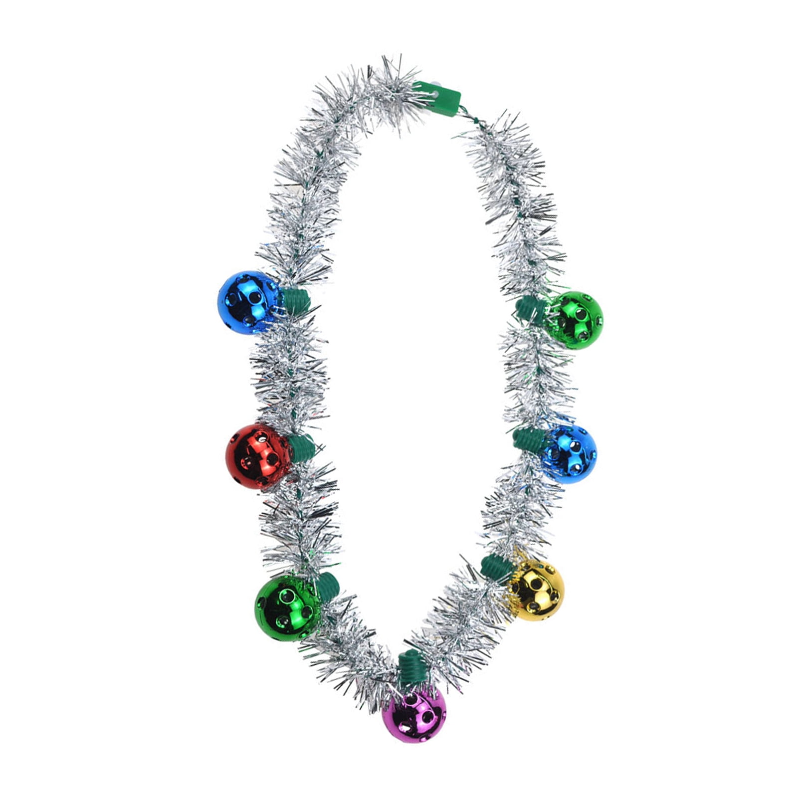 Light Up Tinsel Garland Necklaces Colorful Bulb Stars LED Necklaces Christmas New Year Eve Party ...