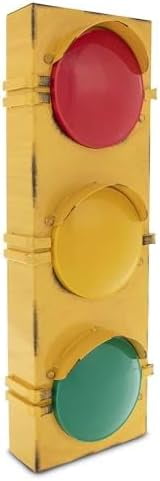 Light Up Traffic Light Wall Decor - Distressed Yellow Metal Hanging ...