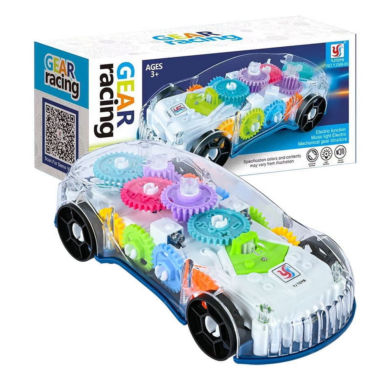 Light Up Transparent Gears Police Car Toy for Kids Bump and Go Toy Car ...