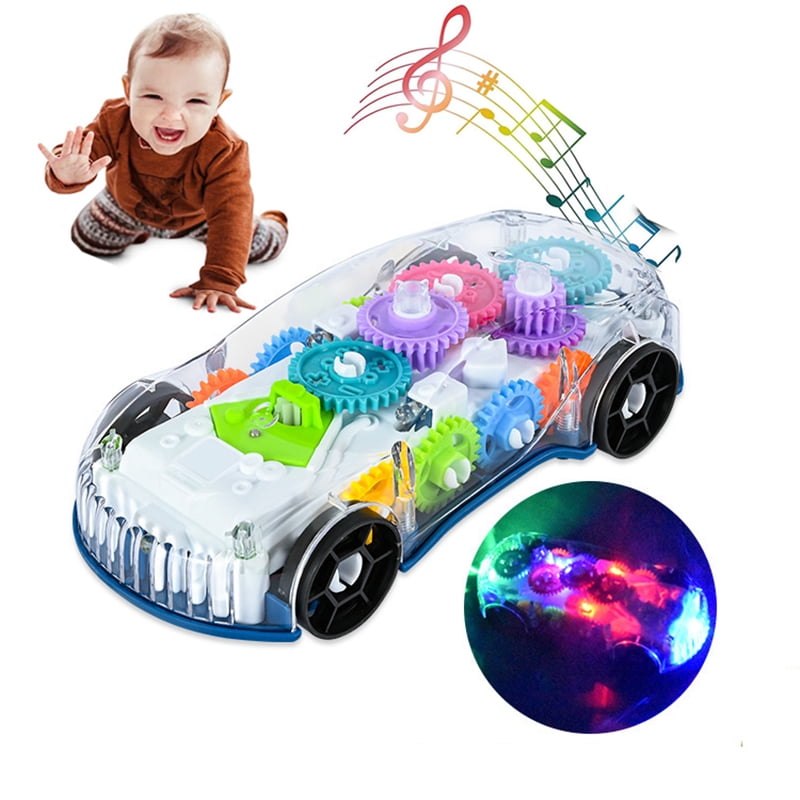 Light Up Transparent Gears Police Car Toy for Kids Bump and Go Toy Car ...