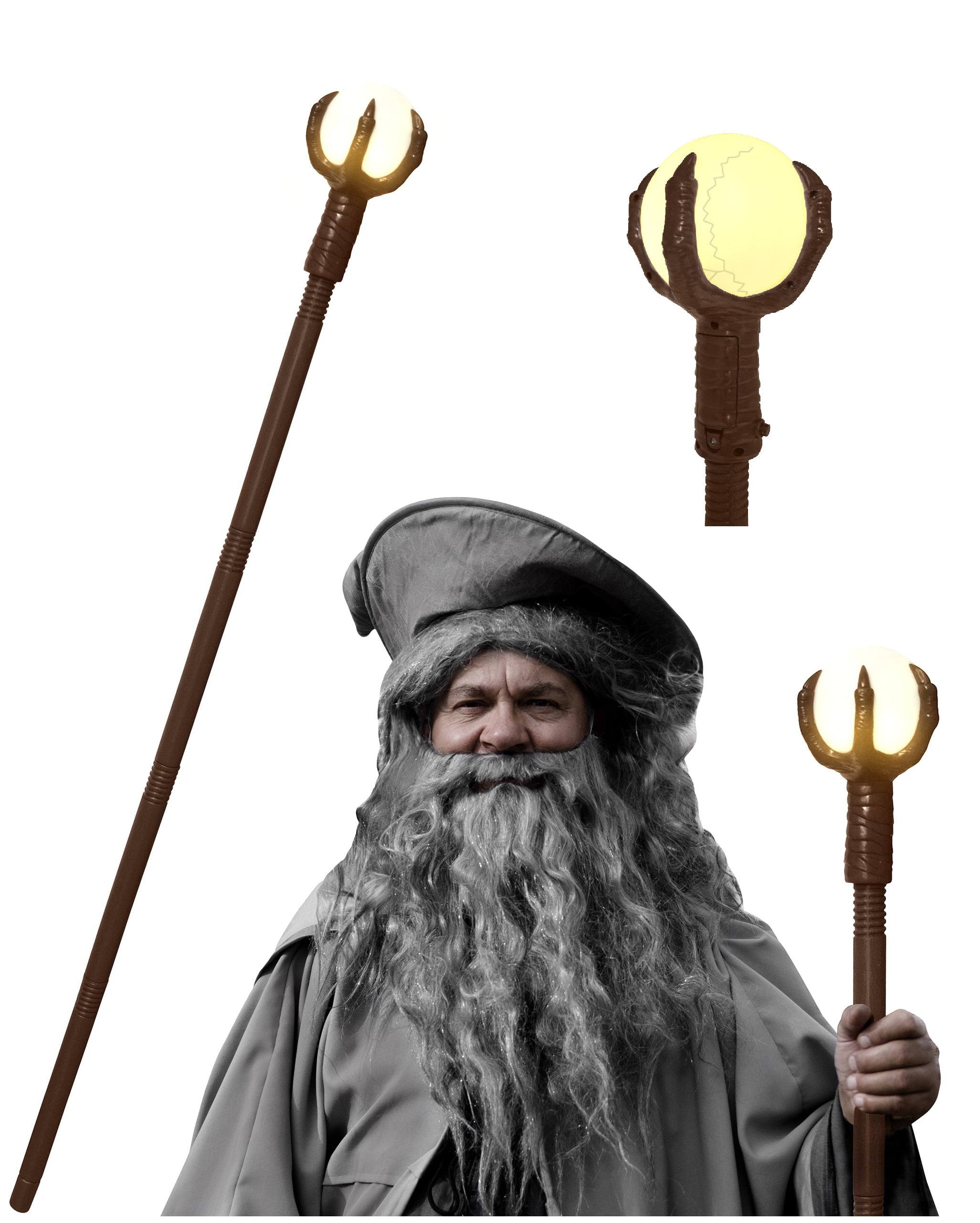Light Up Wizard Staff Wand Walking Stick Crystal Ball Costume Accessory ...