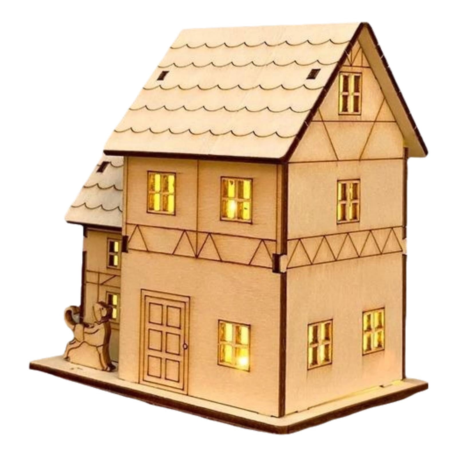 Light-Up Wooden Christmas Village House DIY Kit, Handmade Crafts for ...