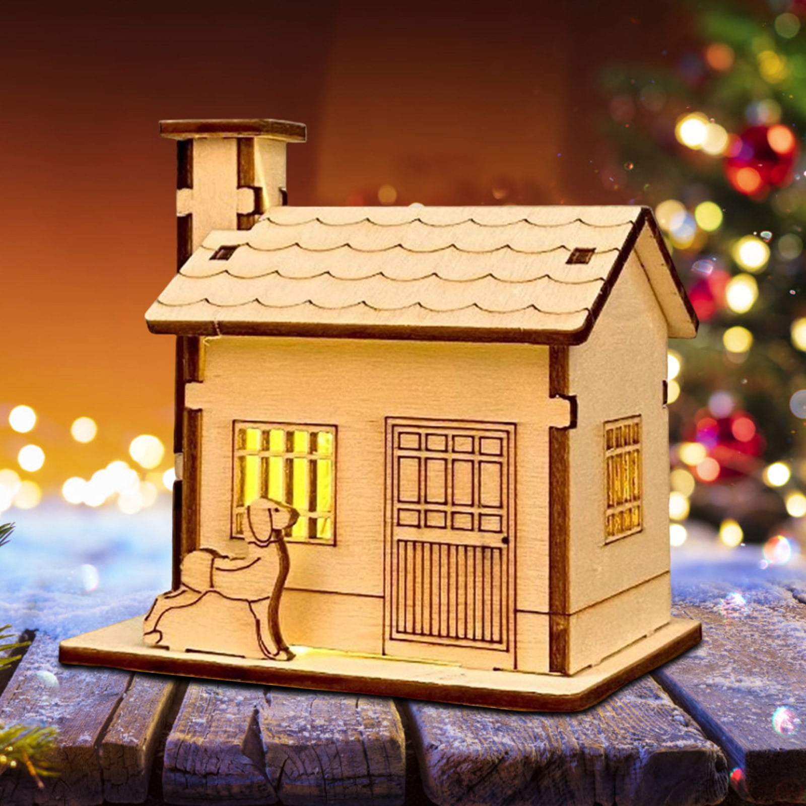 Light-Up Wooden Christmas Village Houses for Crafts, DIY Handcraft ...