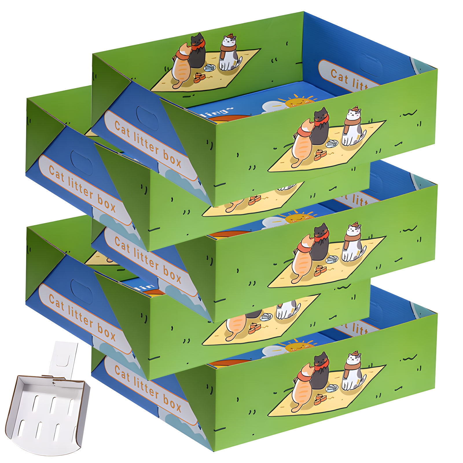 Light Weight Paper Cats Litter Pan Easy Assembly Foldable Kitten Litter ...