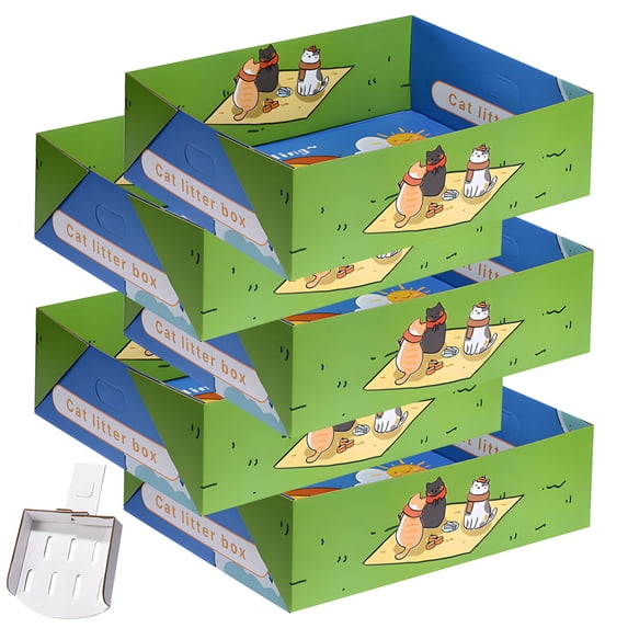Light Weight Paper Cats Litter Pan Easy Assembly Foldable Kitten Litter ...