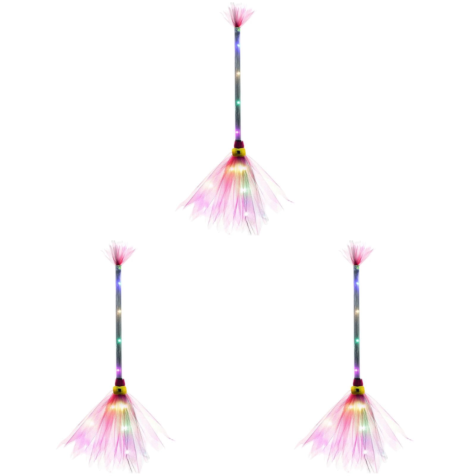 Light Up Witch Broom Halloween Decor with LED Lights Glowing Broomstick ...
