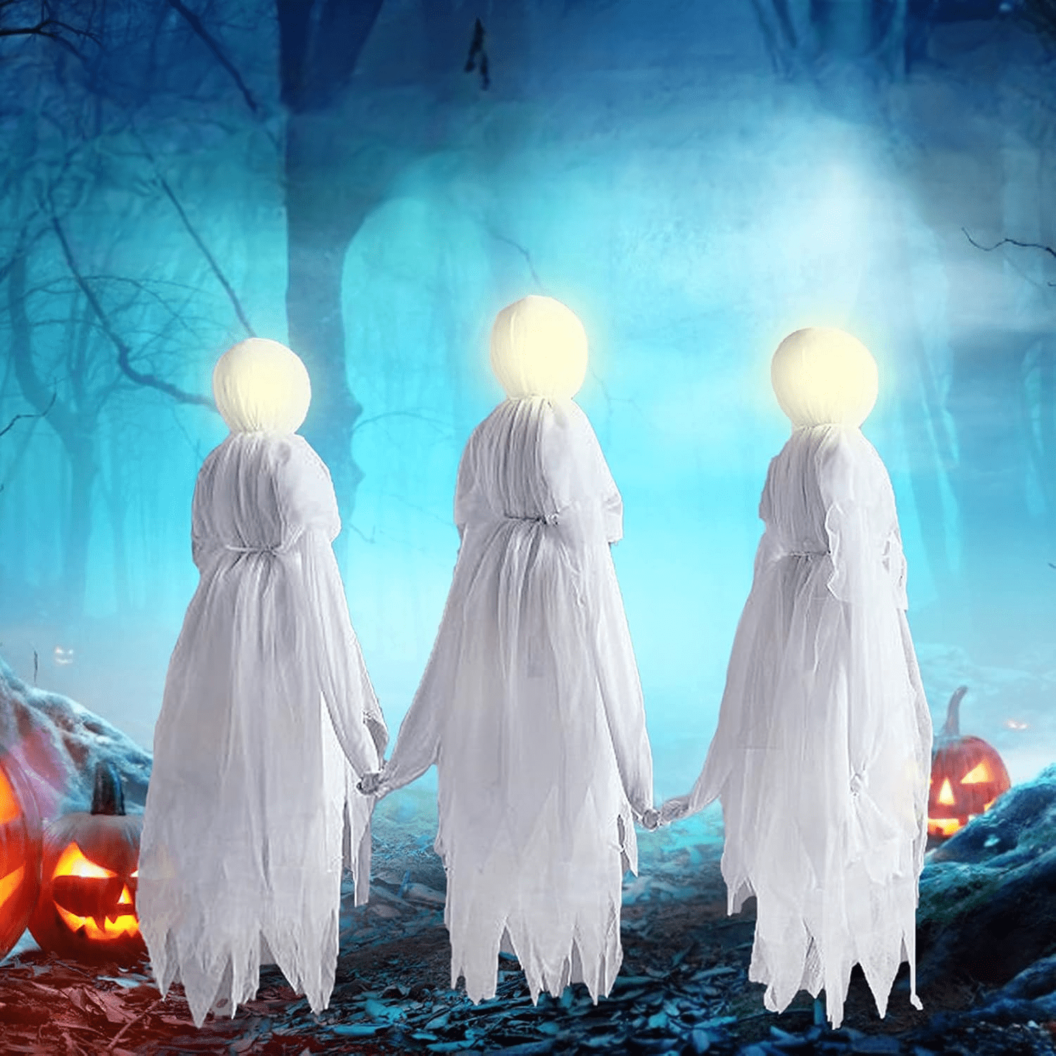 Light up Witch Stakes Halloween Yard Decorations, Set of 3 Scary ...