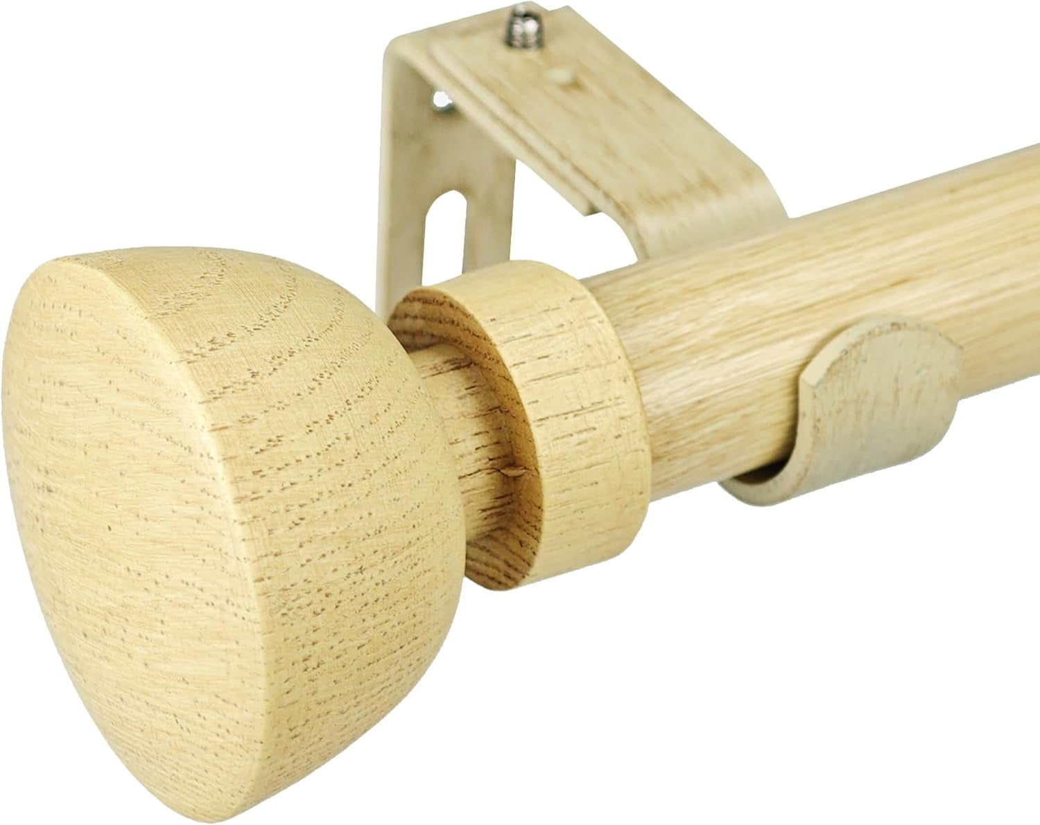 Light Wood Style Curtain Rod Set with Wood Grain Round Finial, 36-72 ...